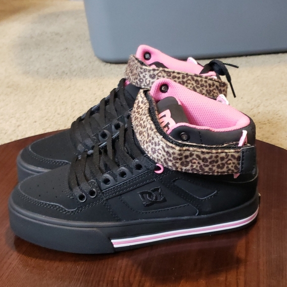 DC | Shoes | Dc Pure High Top Sneakers 5 Womens Black Pink | Poshmark